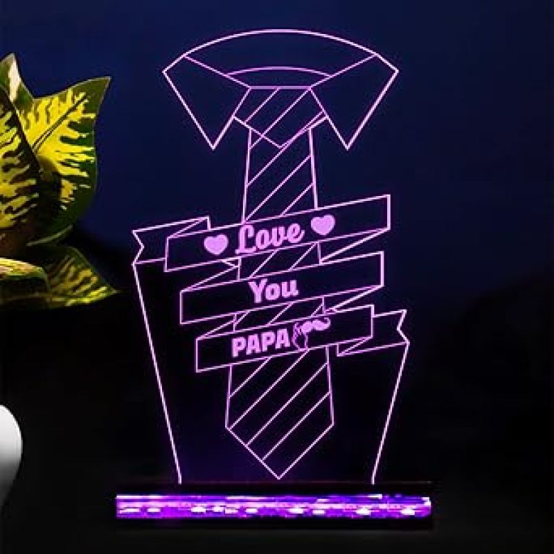 3D Illusion Love You Papa Led Night Lamp 16 Color Changing Light with ...