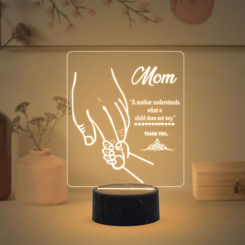 Mom Engraved Led Night Lamp with Warm White Color Gift for Mom Birthday ...